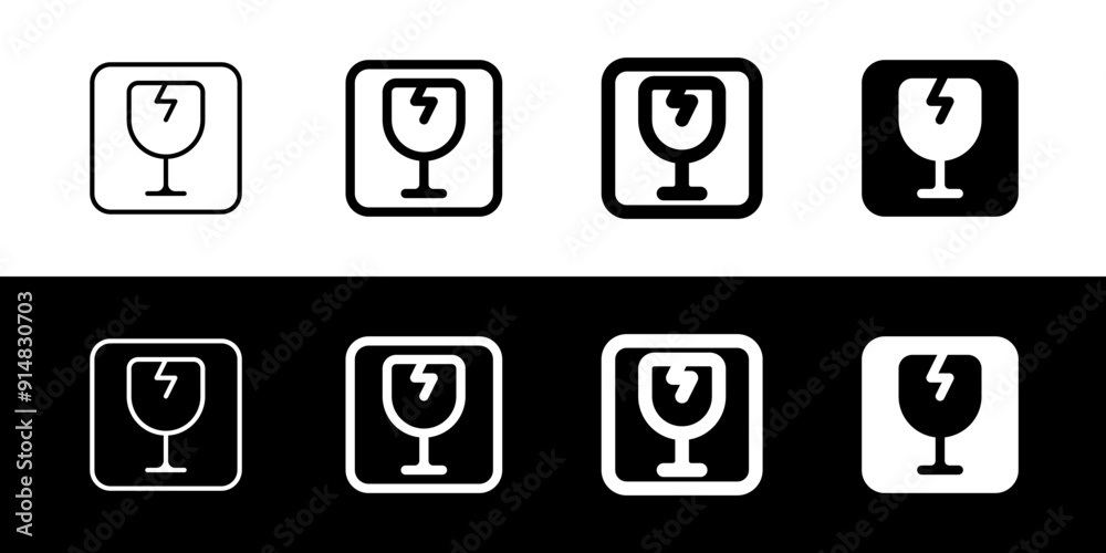 Editable fragile sign vector icon. Shipping, delivery, e-commerce ...