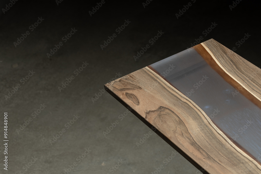 Expensive vintage furniture. The table is covered with epoxy resin and ...