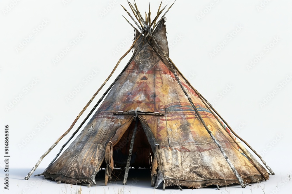 Charred and abandoned tipi frame stands as a poignant reminder of past narratives and enduring ...