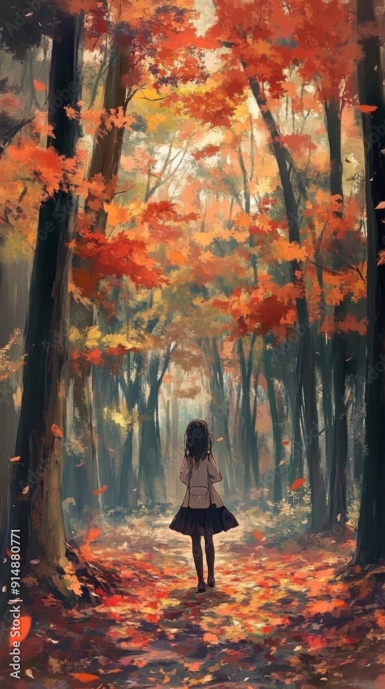 Autumn Stroll in Anime Style: A Whimsical Journey Through Fall Foliage ...