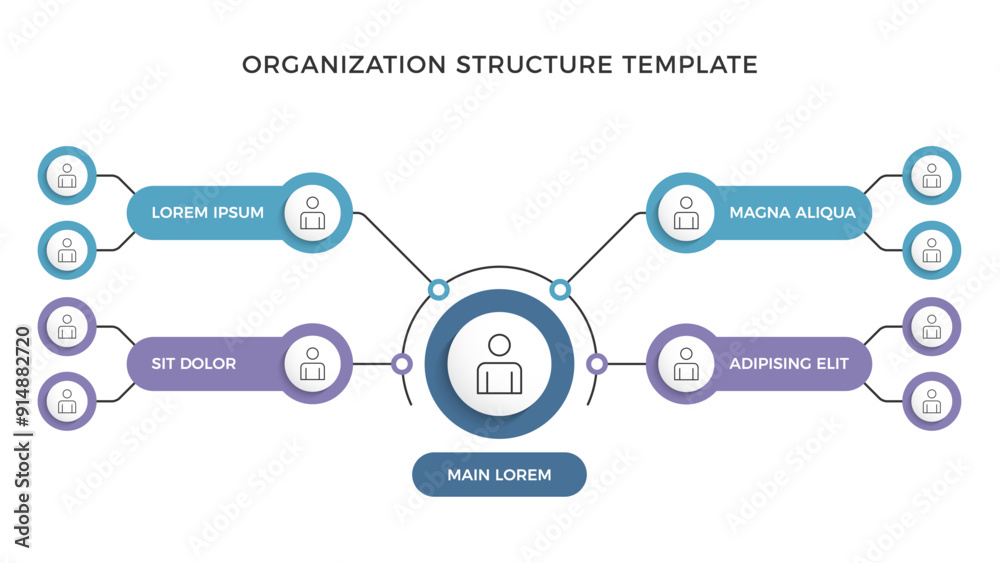Organization structure chart infographic template, circle diagram ...