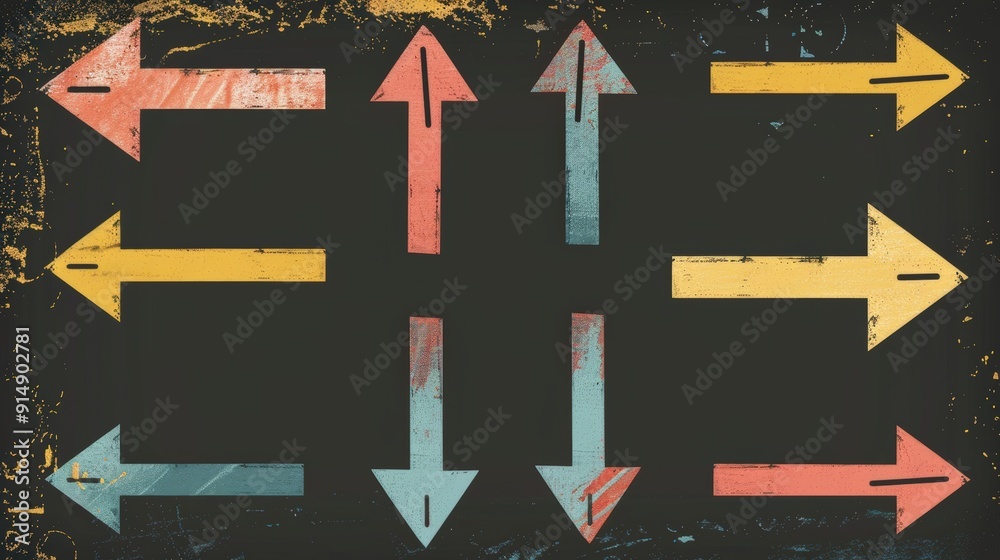 Create a series of arrows that illustrate different directions (up ...