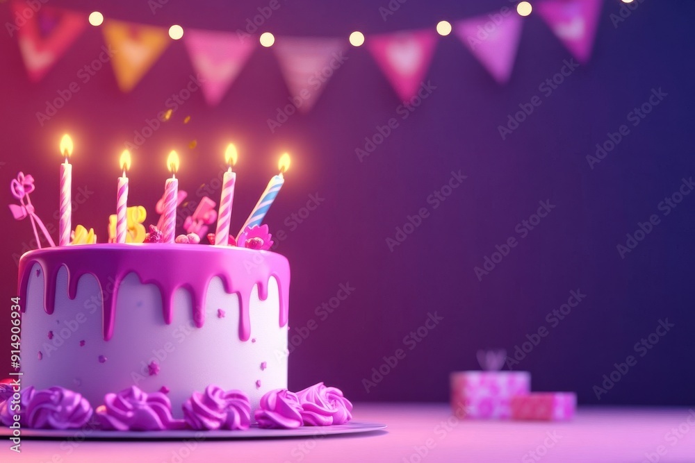 Bright and colorful birthday background with animated party elements ...