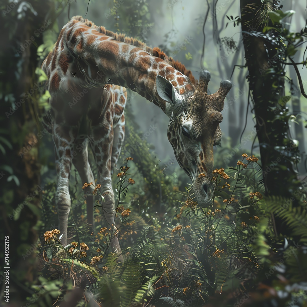 Endangered herbivore grazing on a unique plant species in a protected ...