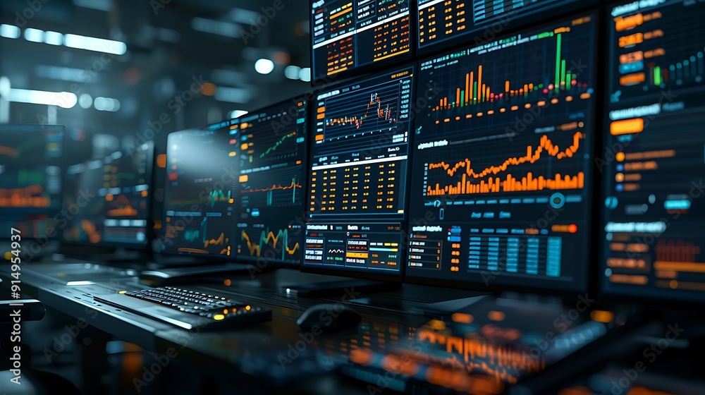 A detailed image of a graphical user interface with stock trading ...