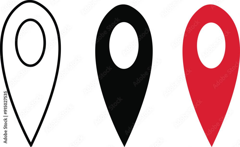 Map marker line icon set. gps position pin sign. location pointer, destination location icon for ...
