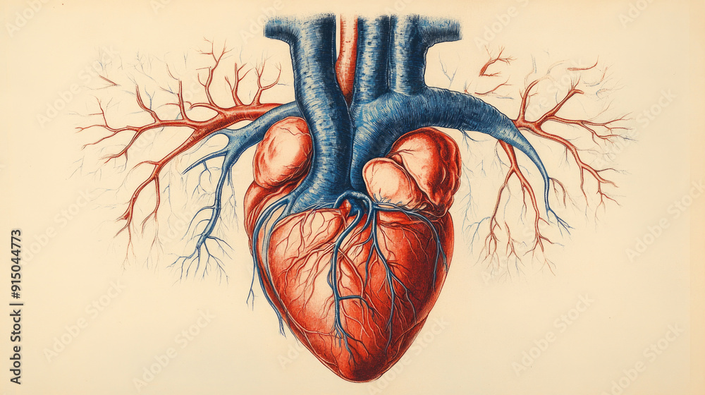 Detailed Diagram of the Human Cardiovascular System Showing Heart ...