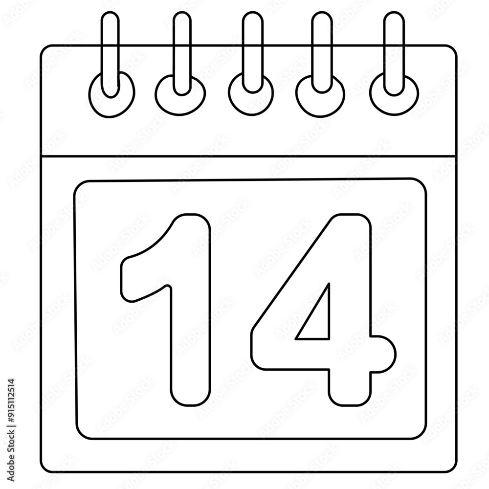 Table calendar single line art, continuous one line drawing of Isolated ...