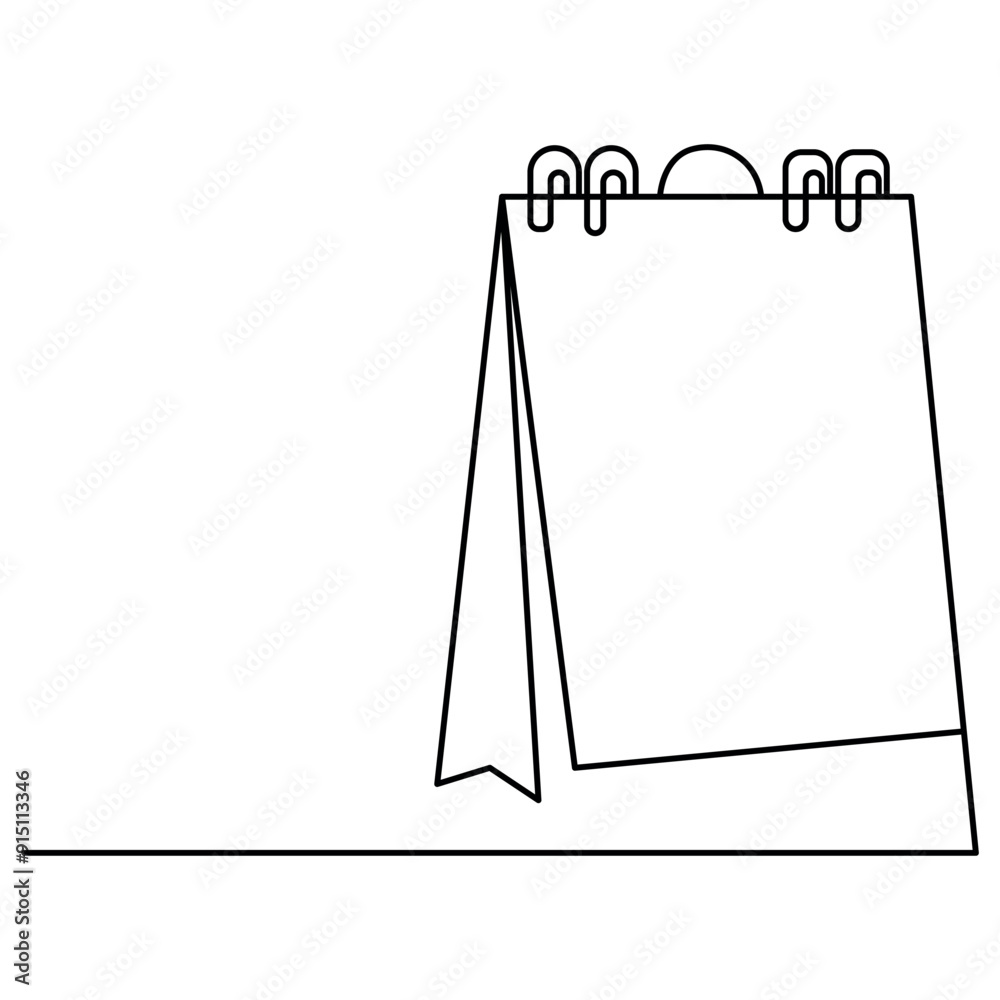 Table calendar single line art, continuous one line drawing of Isolated ...