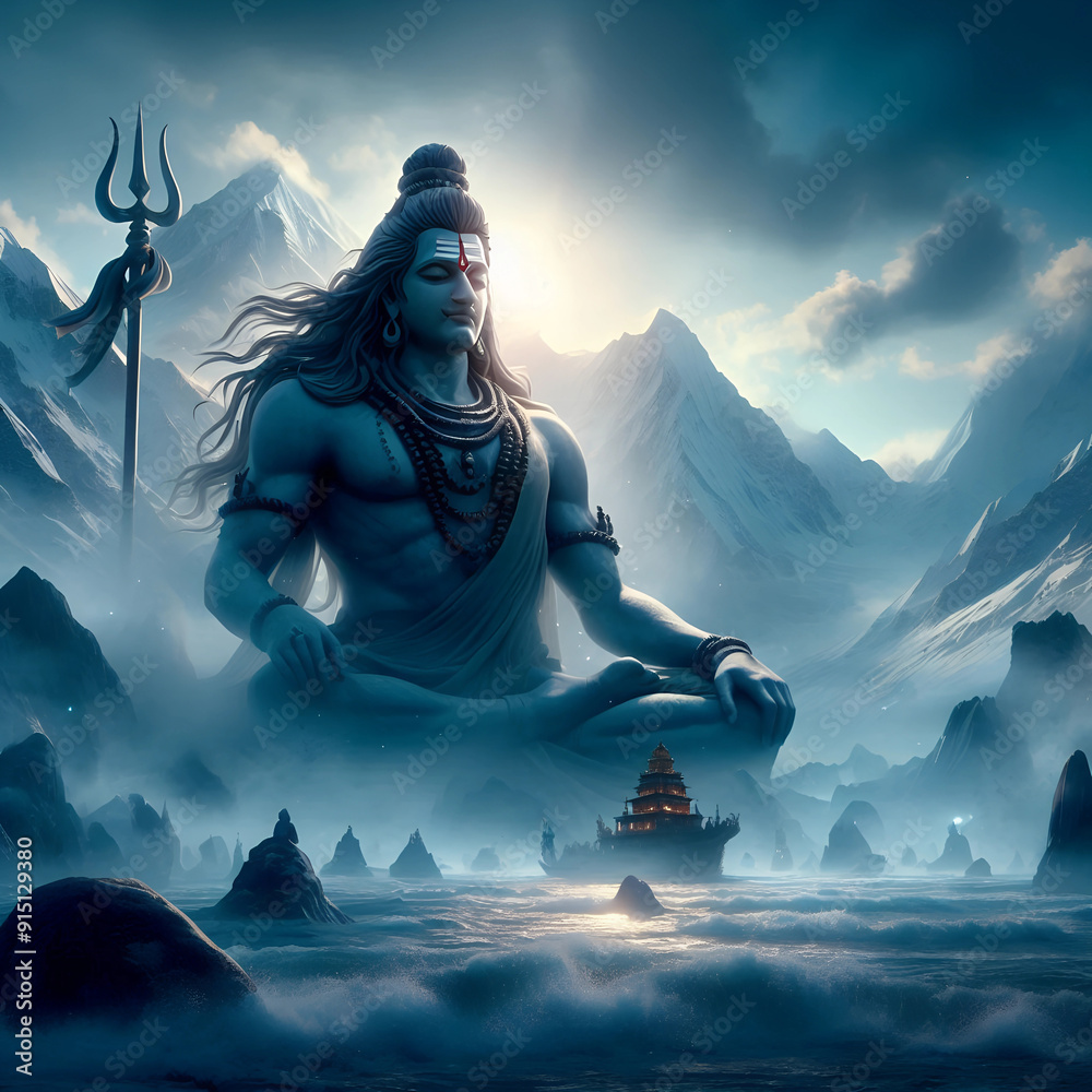 Lord Mahadev with himalayas mountain Stock Photo | Adobe Stock