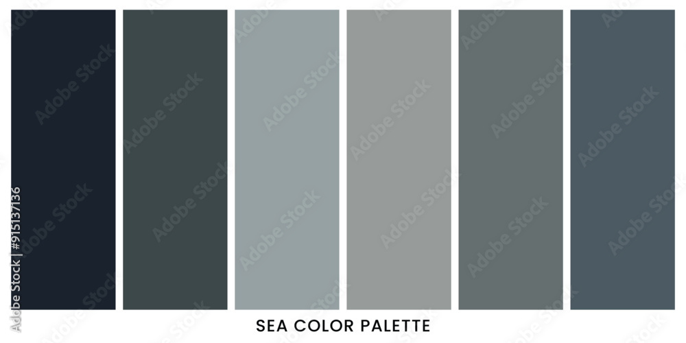 Set of Sea color palette combination in rgb hex. Color palette for ui ...