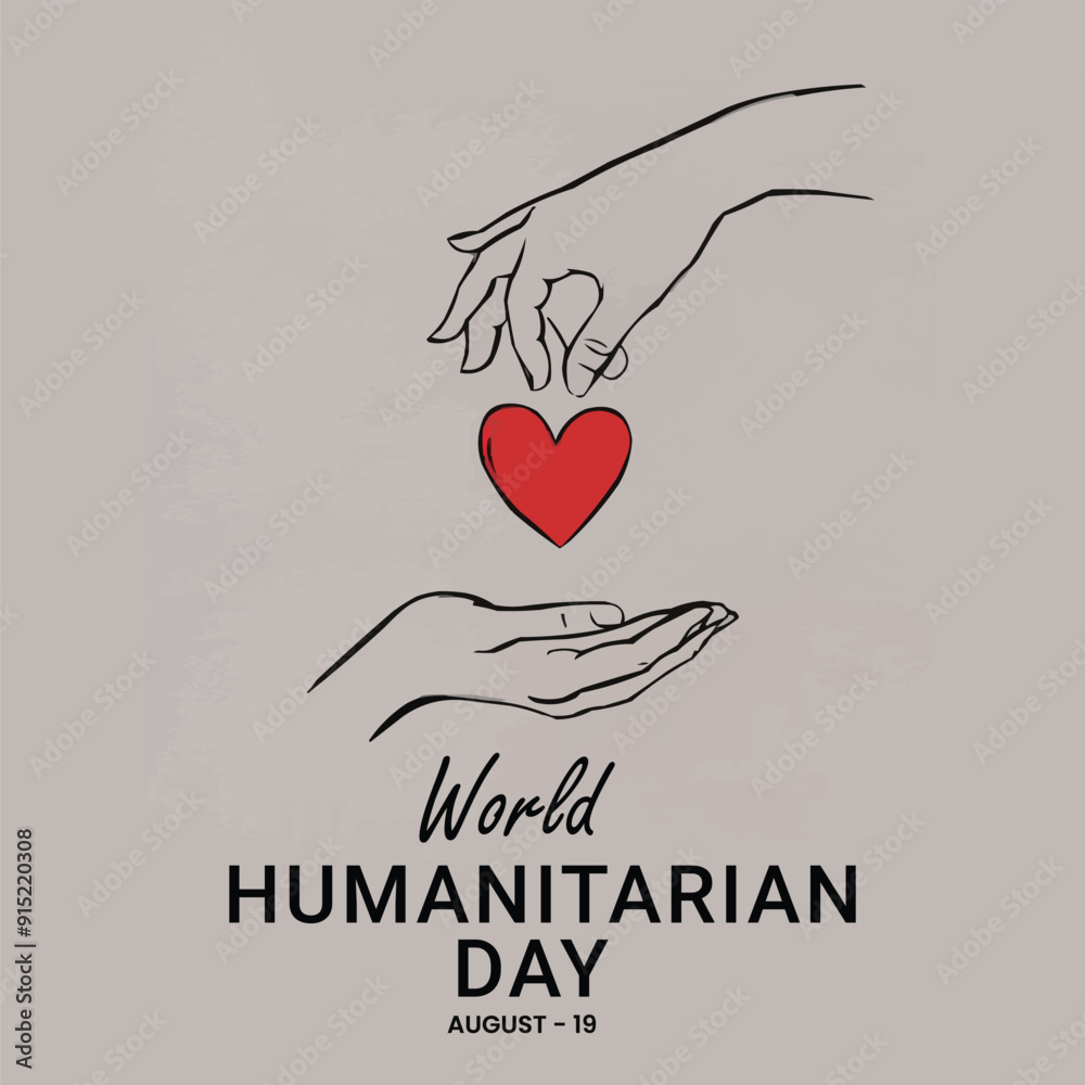 Hand offering heart icon for World Humanitarian Day, emphasizing care ...