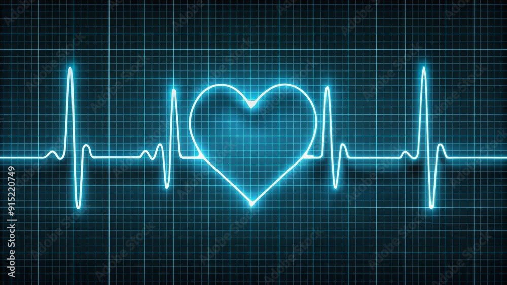 EKG heart monitor display shows normal sinus rhythm waveform, a regular ...