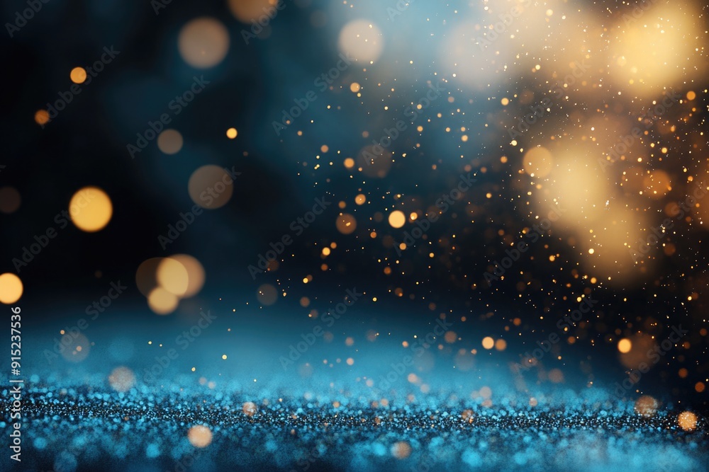 Glittering colourful confetti background in blue and gold color. Party ...