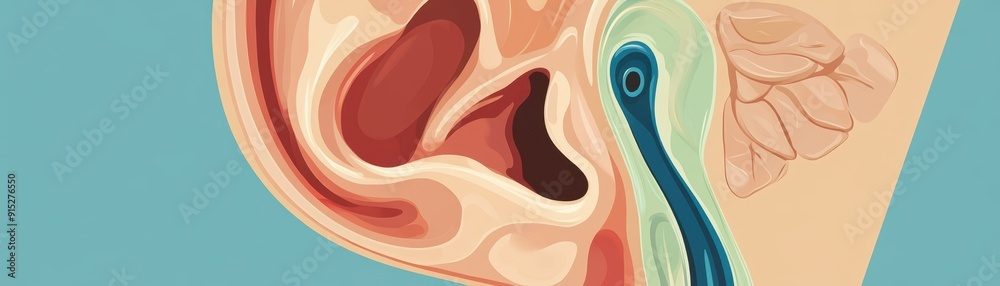 Detailed Medical Diagram of Tympanic Membrane and Ear Anatomy in Flat ...