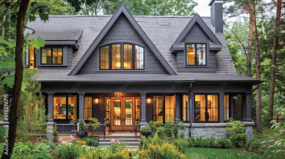 Explore the architectural detailing of a modern cottage house exterior ...