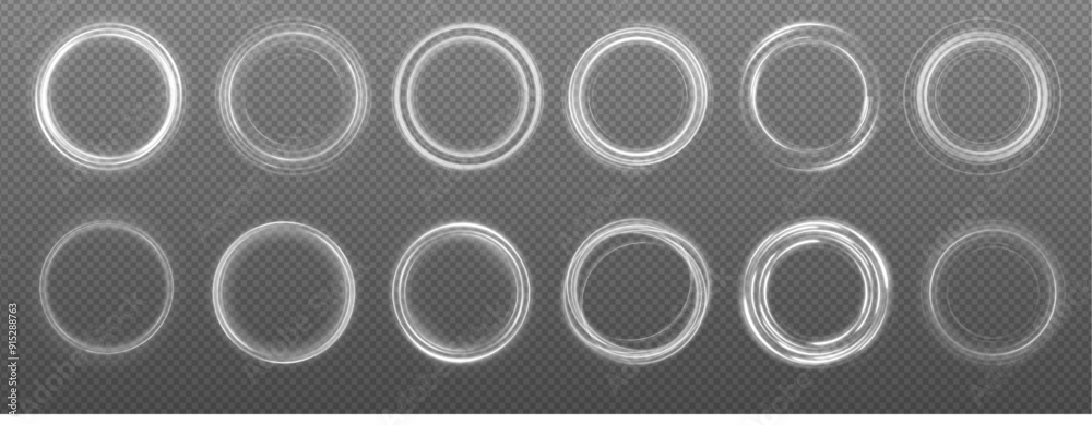 Set of glowing ellipses in speed shape. Glowing spiral. Abstract neon ...