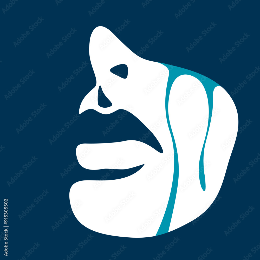 black and white light and shadow vector illustration of a woman's face ...
