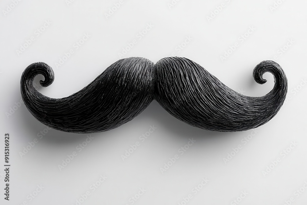 iconic handlebar mustache floating against clean white background rich ...