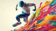 90s Young Woman Paint Splash Free Stock Photo - Public Domain Pictures