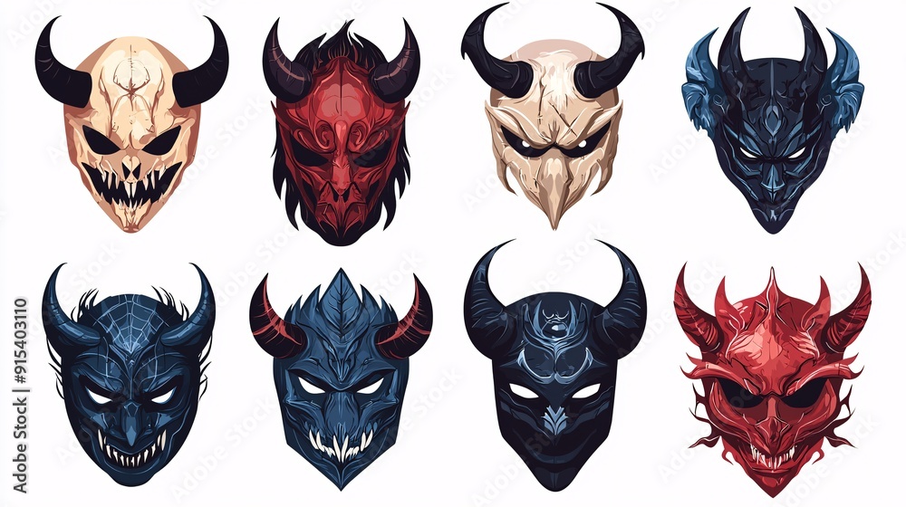 Collection of Trendy Devil Halloween Masks for Spooky Costumes on ...