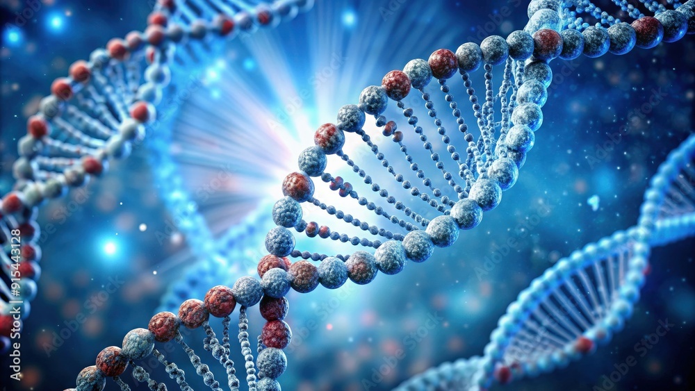 Spiral structure of human DNA molecule under microscope , biochemistry ...