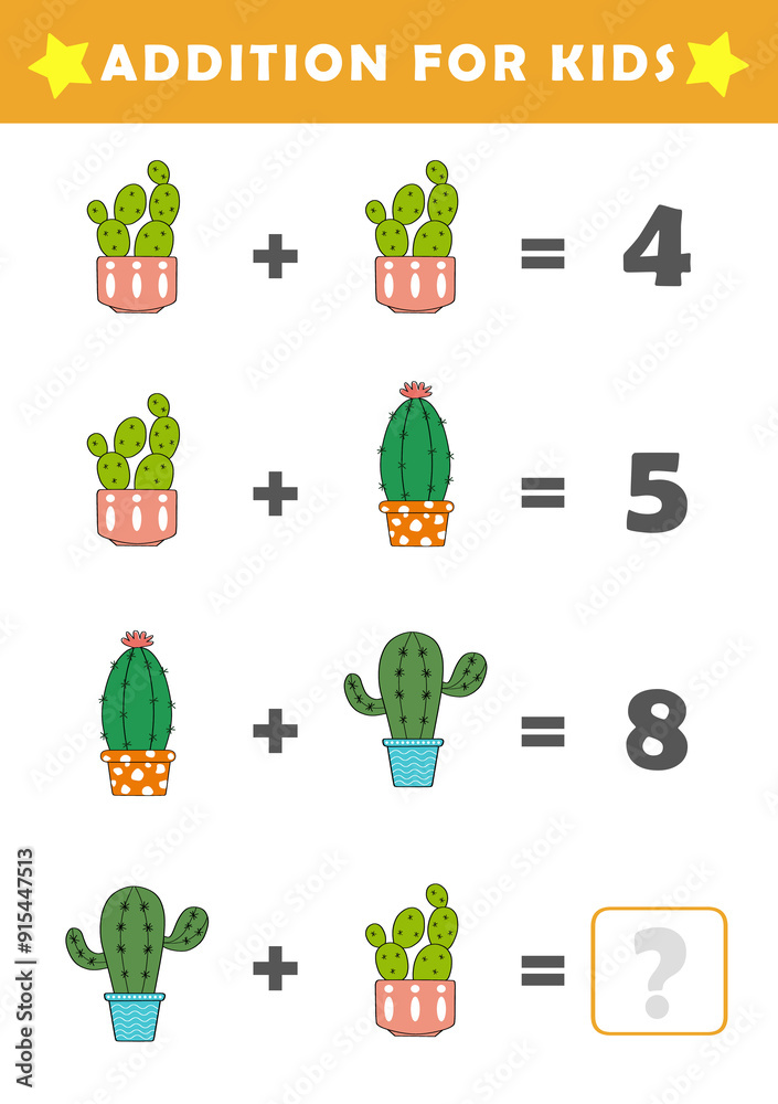 Fun Math Logic Puzzles for Kids. Math Game with Cute Plant Pictures ...