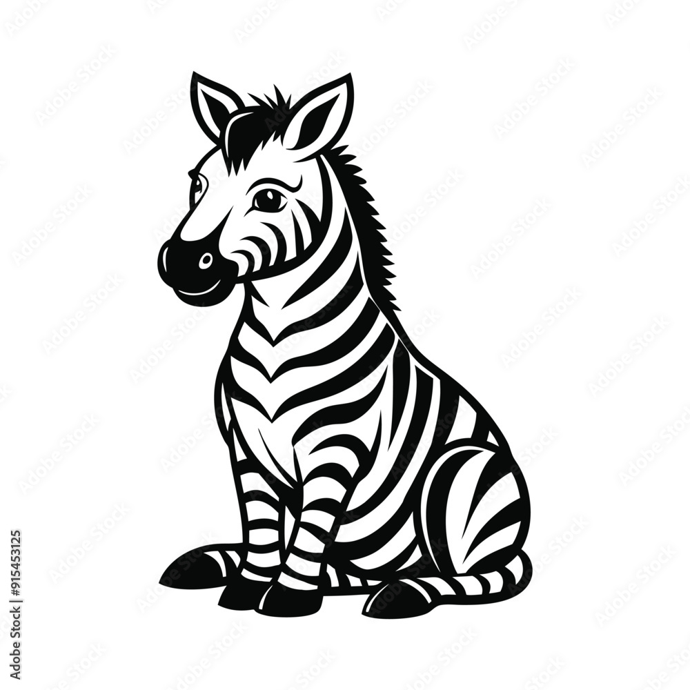 Zebra head logo vector illustration. Front view silhouette African ...