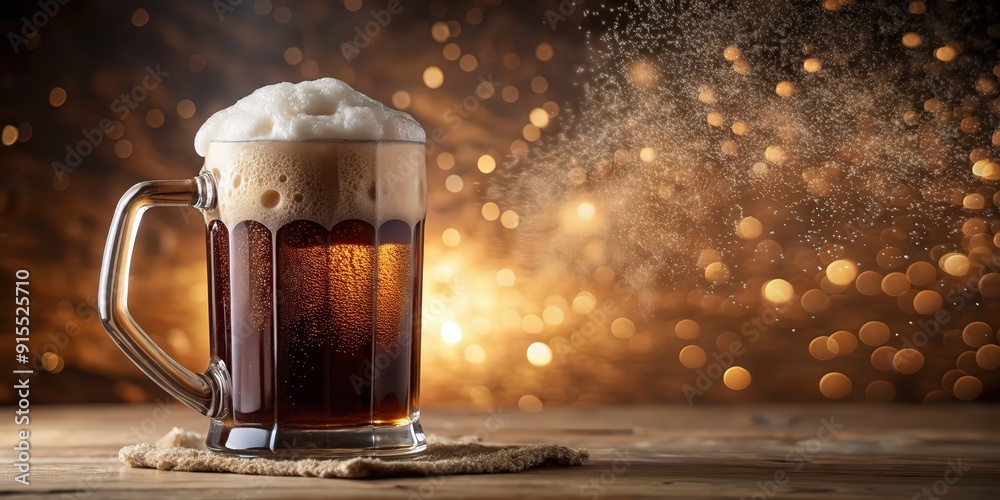 Vintage soda fountain background with a stein of root beer, foamy ...