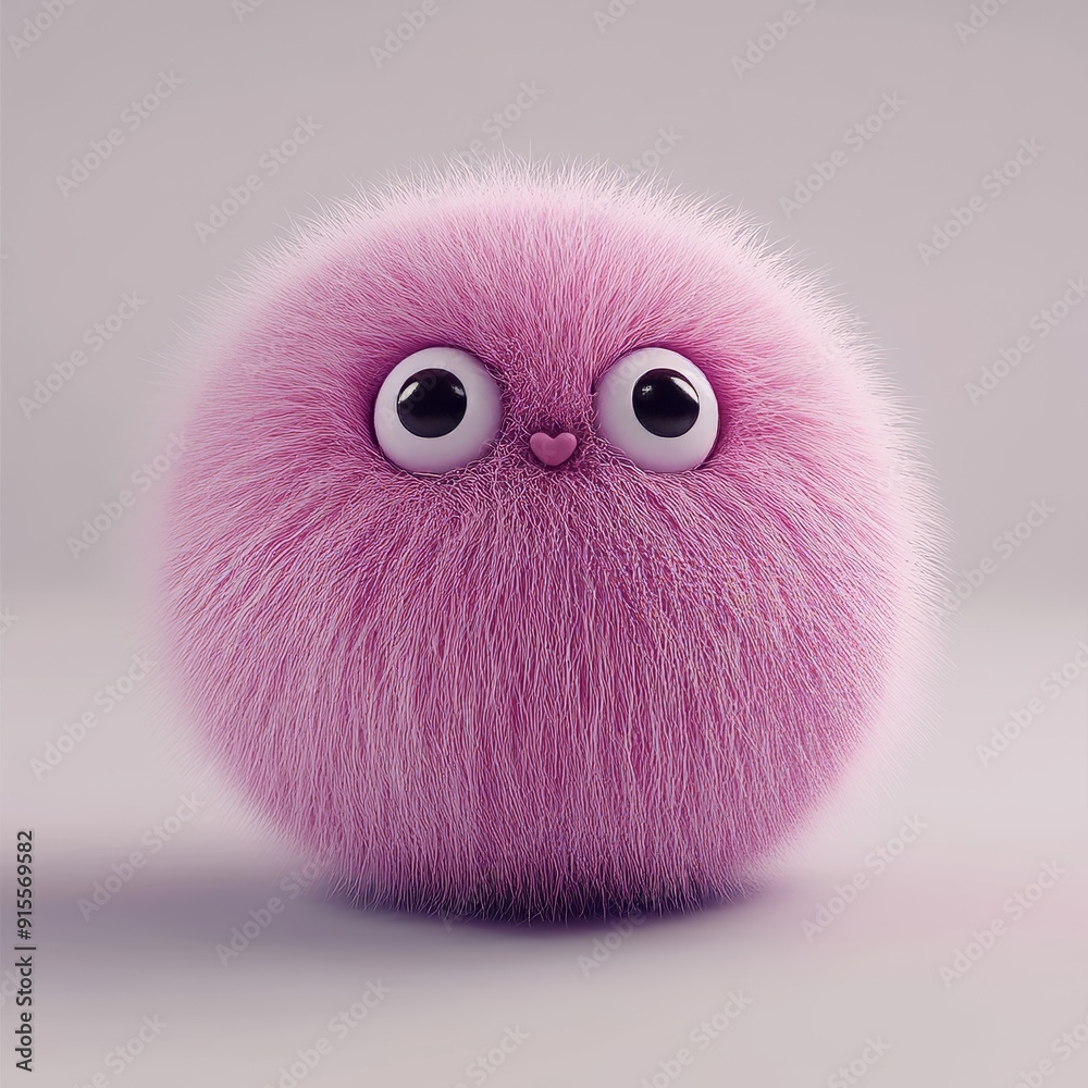 PNG pink smiling face with fluffy 3D shape, transparent background ...