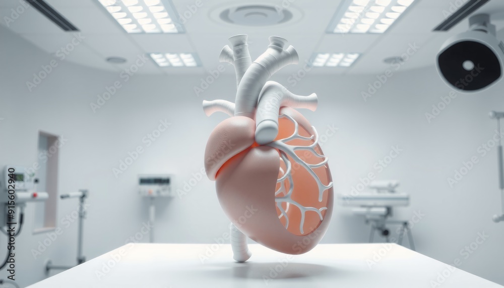 detailed 3d-printed organ shown against a white backdrop focused ...