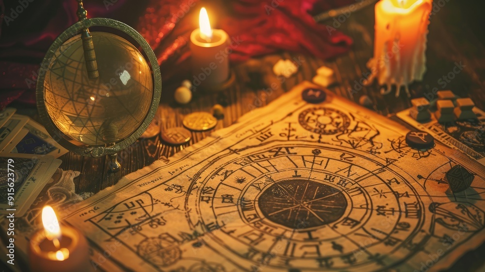 Mystical Divination Tools: Pendulum, Runes, Tarot Cards, and Crystal ...