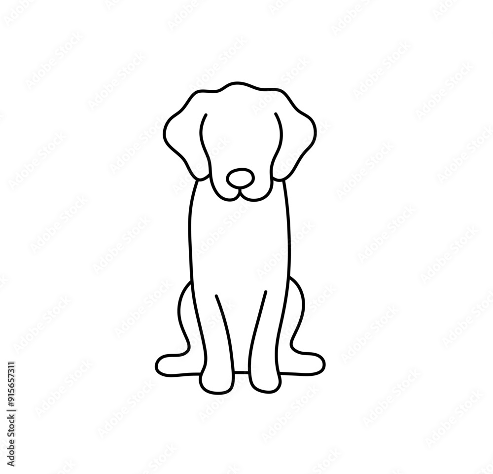 Vector isolated one single simple minimal sitting dog front view full ...
