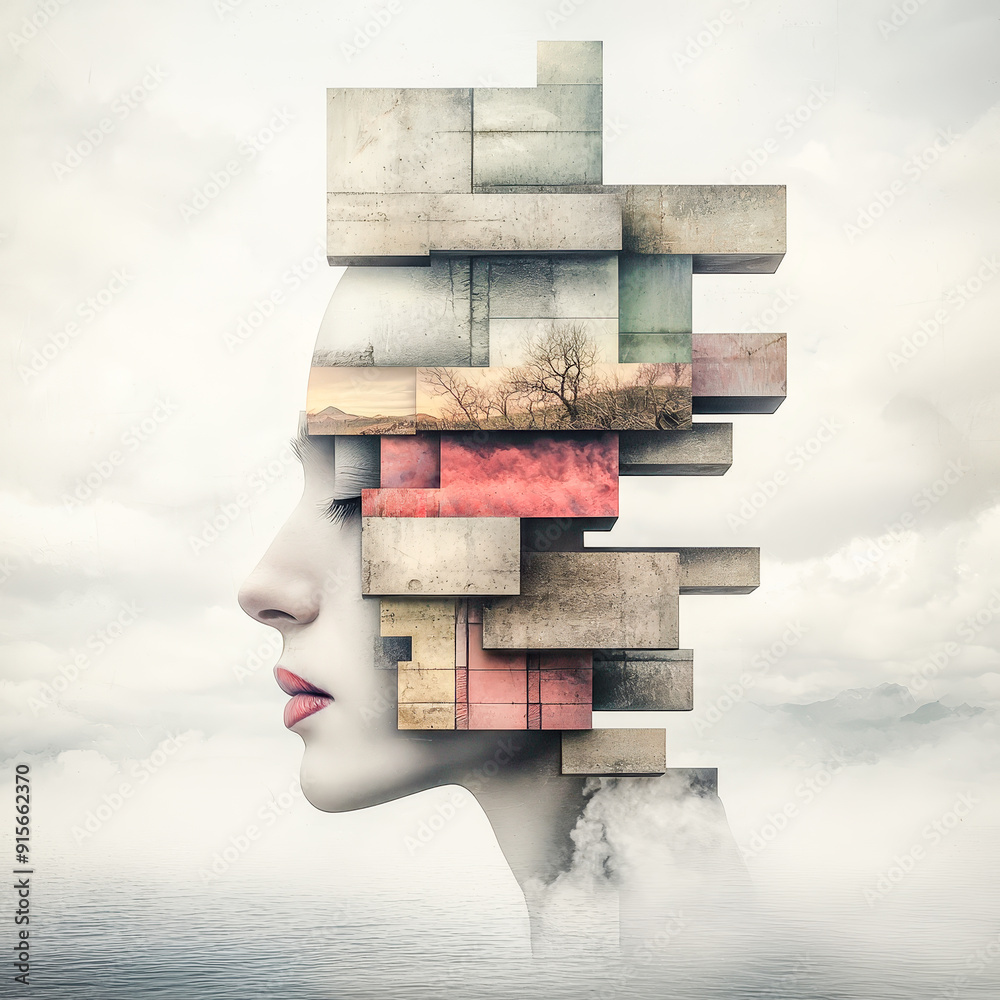 Revealing the Human Soul and Psyche A surreal depiction with fractured ...