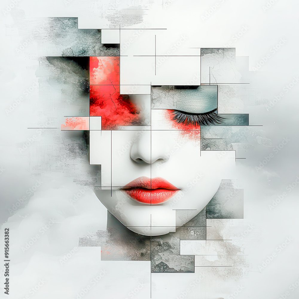 Revealing the Human Soul and Psyche A surreal depiction with fractured ...