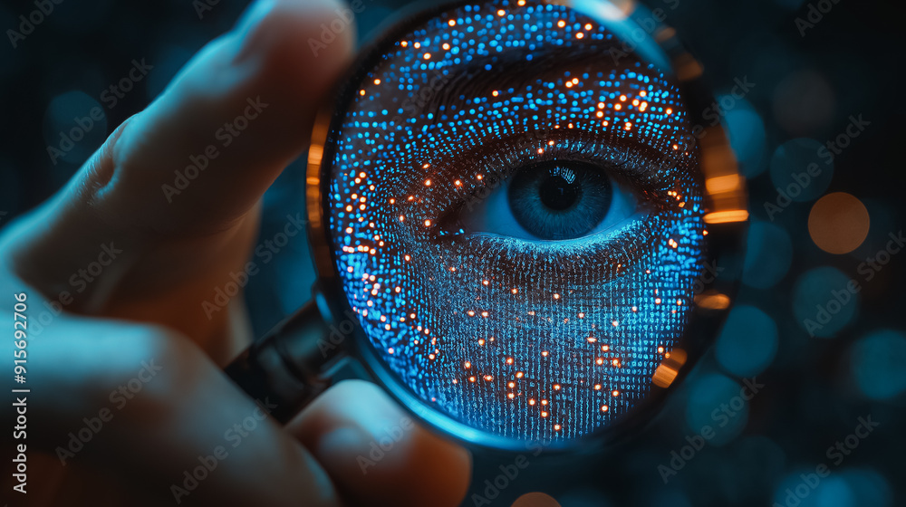 Know your customer (KYC) concept, person using magnifying glass ...