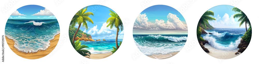 Oceanfront clipart collection, symbol, logos, icons isolated on ...