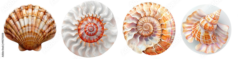 Seashell clipart collection, symbol, logos, icons isolated on ...