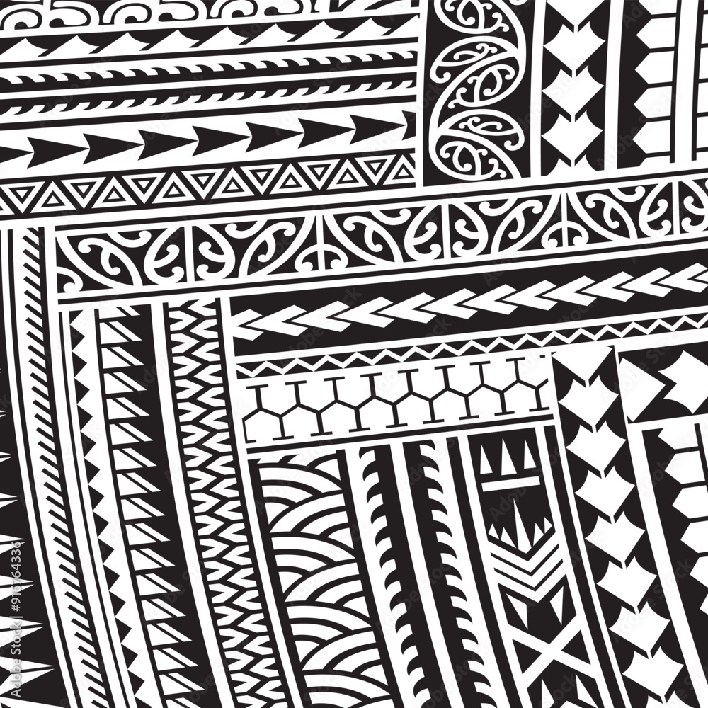 Polynesian tattoo tribal background design. Samoan pattern decorative ...