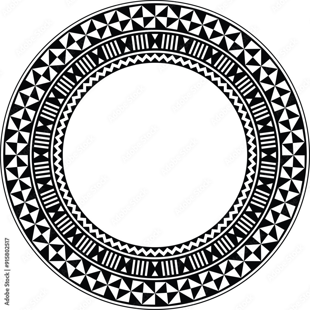 Polynesian tattoo tribal circle design. Fijian tattoo tribal frame ...