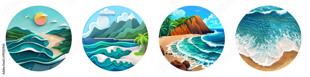 Shoreline clipart collection, symbol, logos, icons isolated on ...