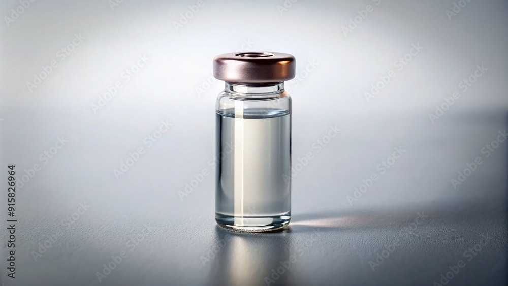 A clear glass vial containing a dose of epinephrine, a lifesaving ...