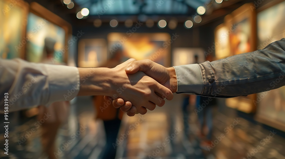 A professional photo of a handshake between an art gallery owner and a ...