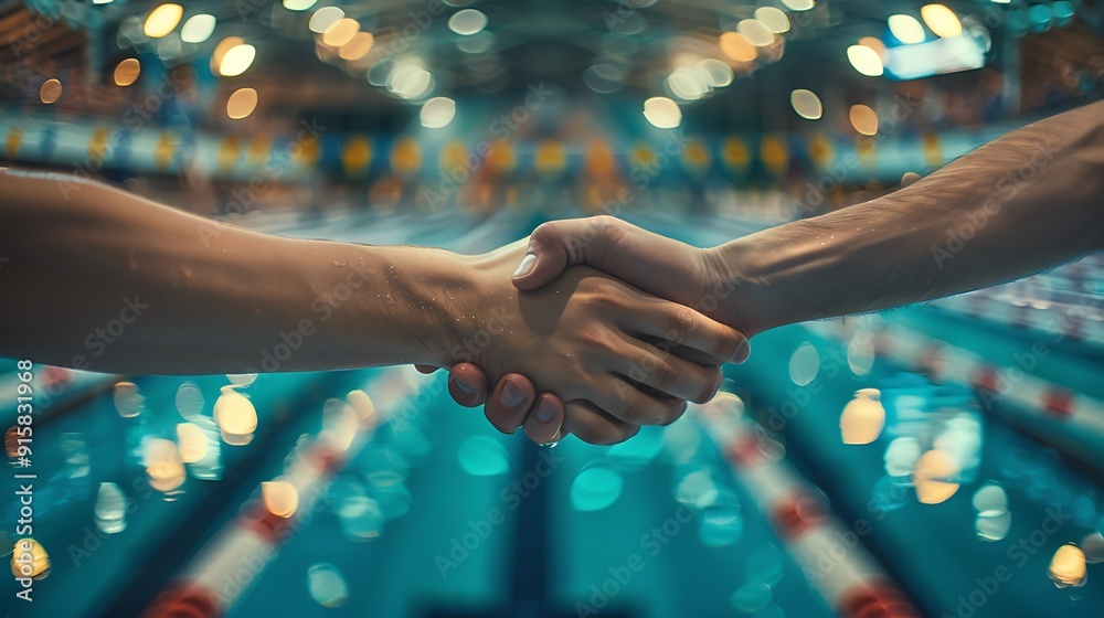 A professional photo of a handshake between an athlete and a coach at a ...