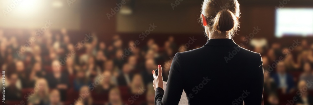 Empowering Speech by a Confident Woman in Front of a Massive Audience ...