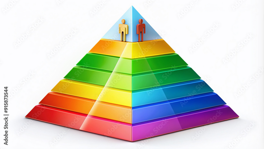 Colorful pyramid illustration depicting five tiers of human necessities ...