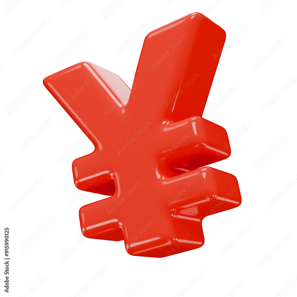 JPY. Japanese yen sign in red color isolated on a transparent ...