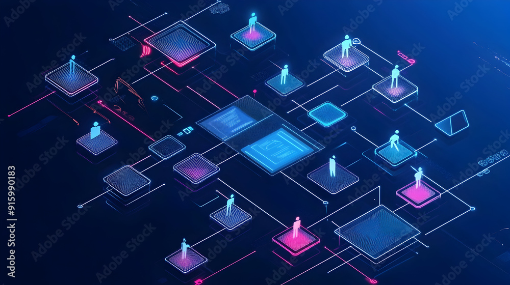 Business process and workflow automation with flowchart Organization chart with hierarchy ...