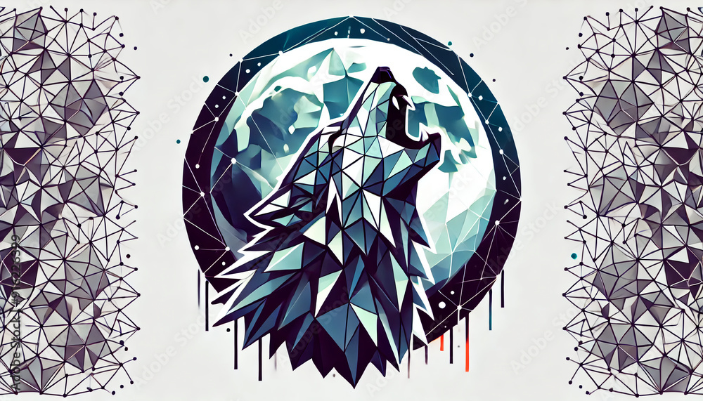 Polygon style illustration of a werewolf with sharp edges and geometric ...