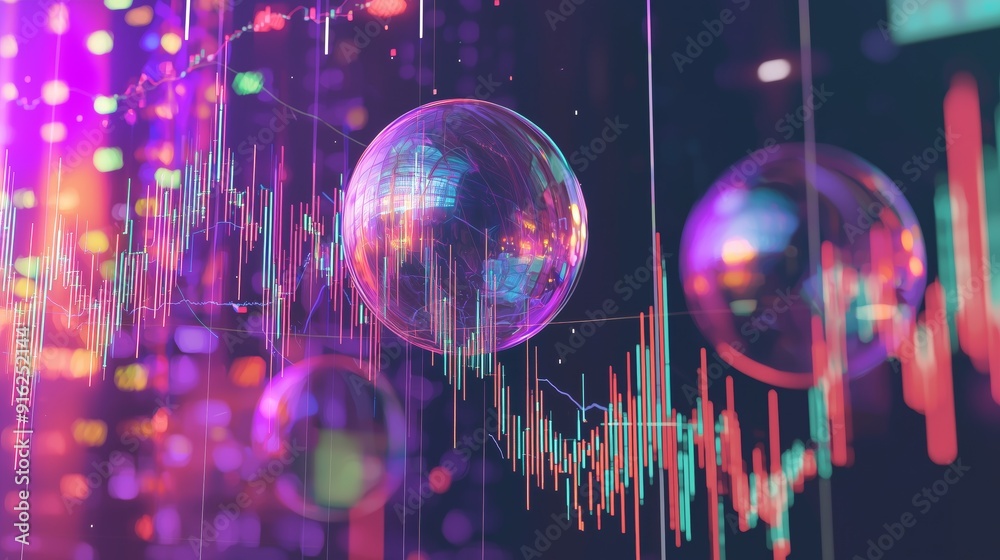 "Visualize the concept of financial bubbles in the stock market with ...